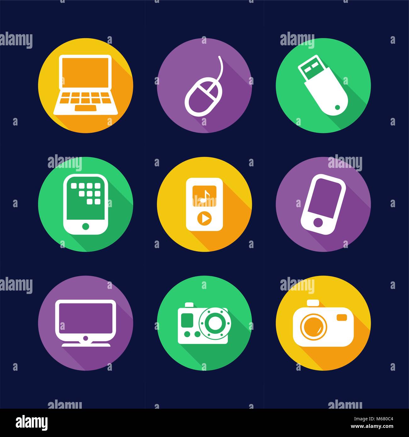 Technology Icons Flat Design Circle Stock Vector Image & Art - Alamy