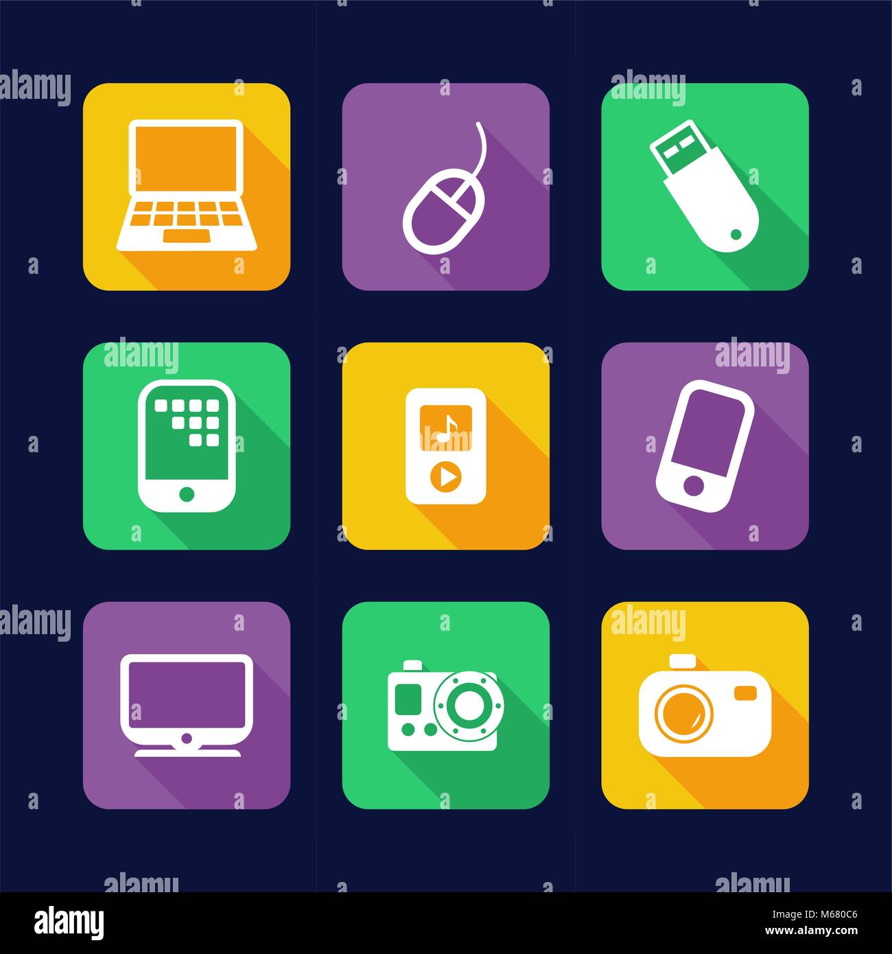 Technology Icons Flat Design Stock Vector Image & Art - Alamy