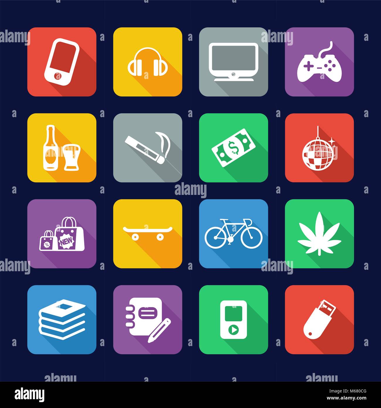 Teenager Icons Flat Design Stock Vector Image & Art - Alamy