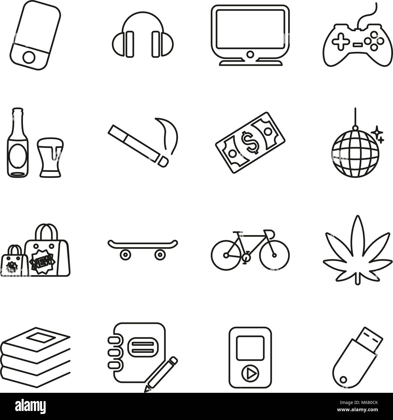 Teenager or Adolescent Icons Thin Line Vector Illustration Set Stock ...