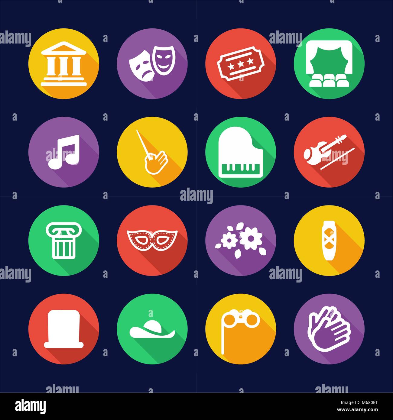 Theater Icons Flat Design Circle Stock Vector Image & Art - Alamy