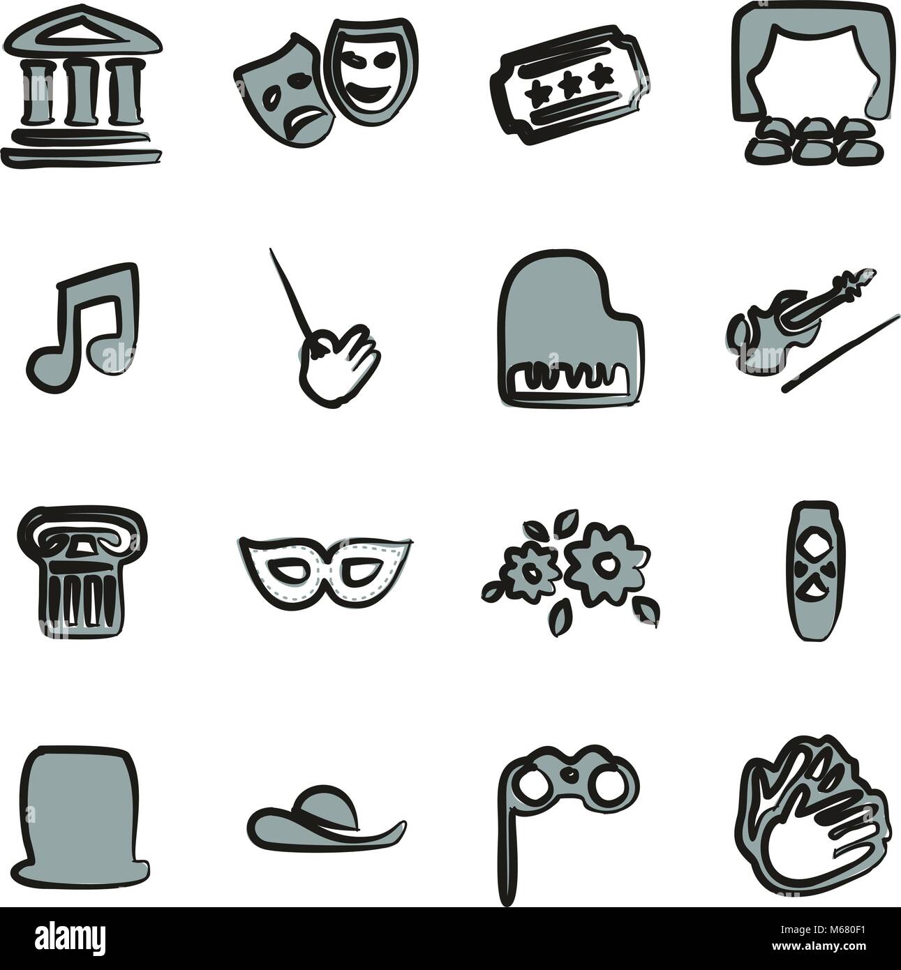 Theater Icons Freehand 2 Color Stock Vector Image & Art - Alamy