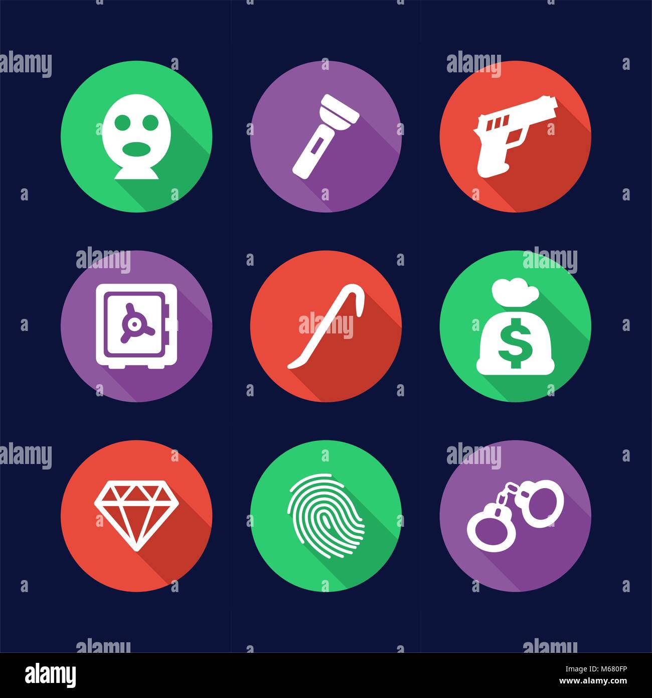 Thief Icons Flat Design Circle Stock Vector Image & Art - Alamy