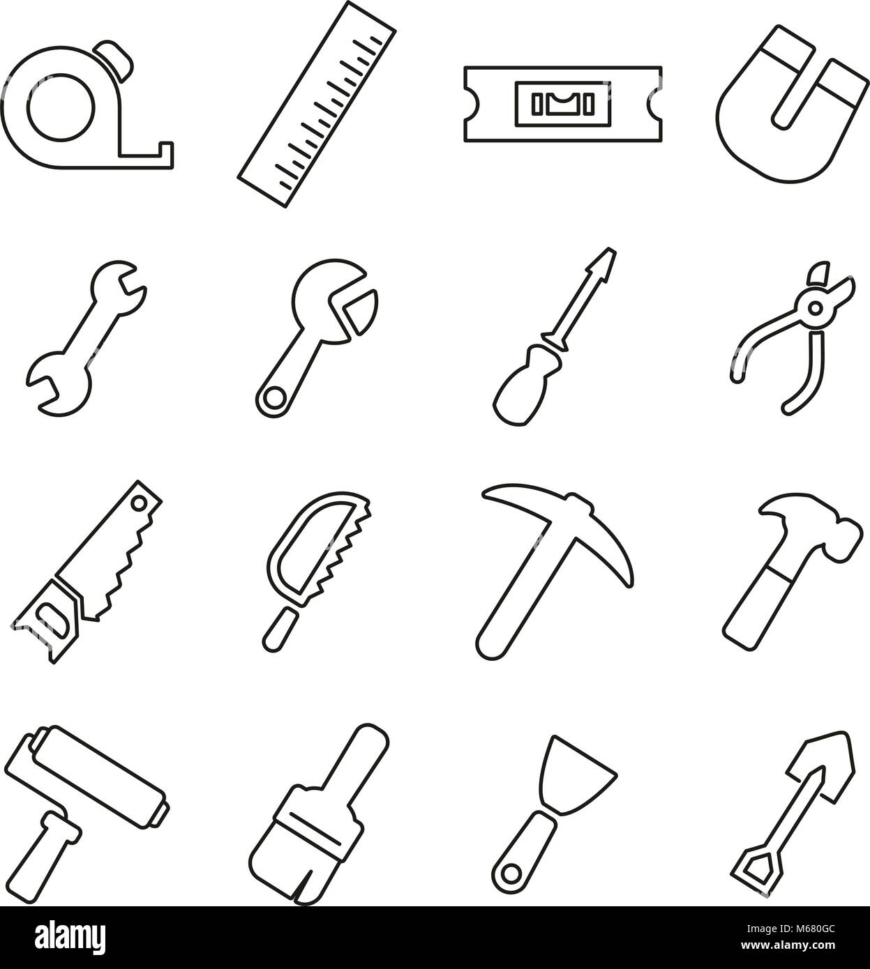 Tools Icons Thin Line Vector Illustration Set Stock Vector Image & Art ...