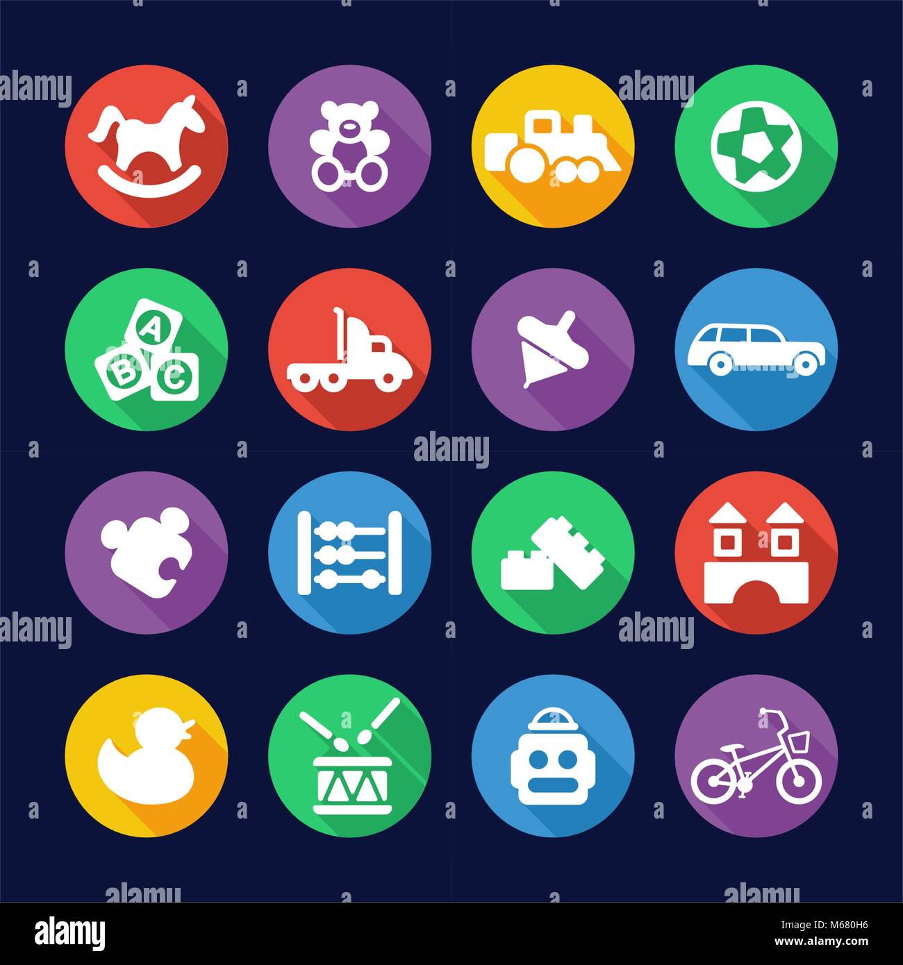 Toys Icons Flat Design Circle Stock Vector Image & Art - Alamy