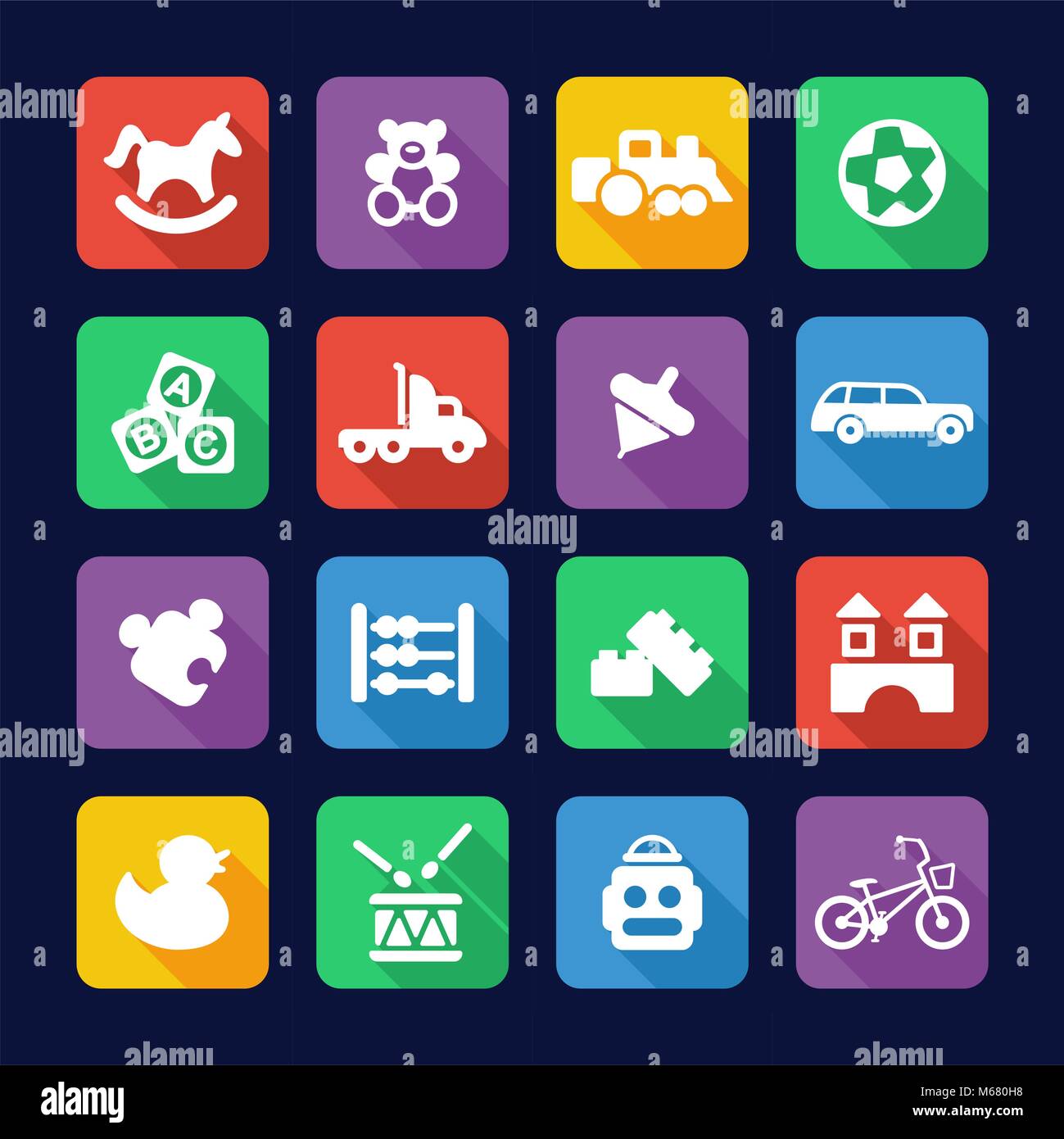 Toys Icons Flat Design Stock Vector Image & Art - Alamy