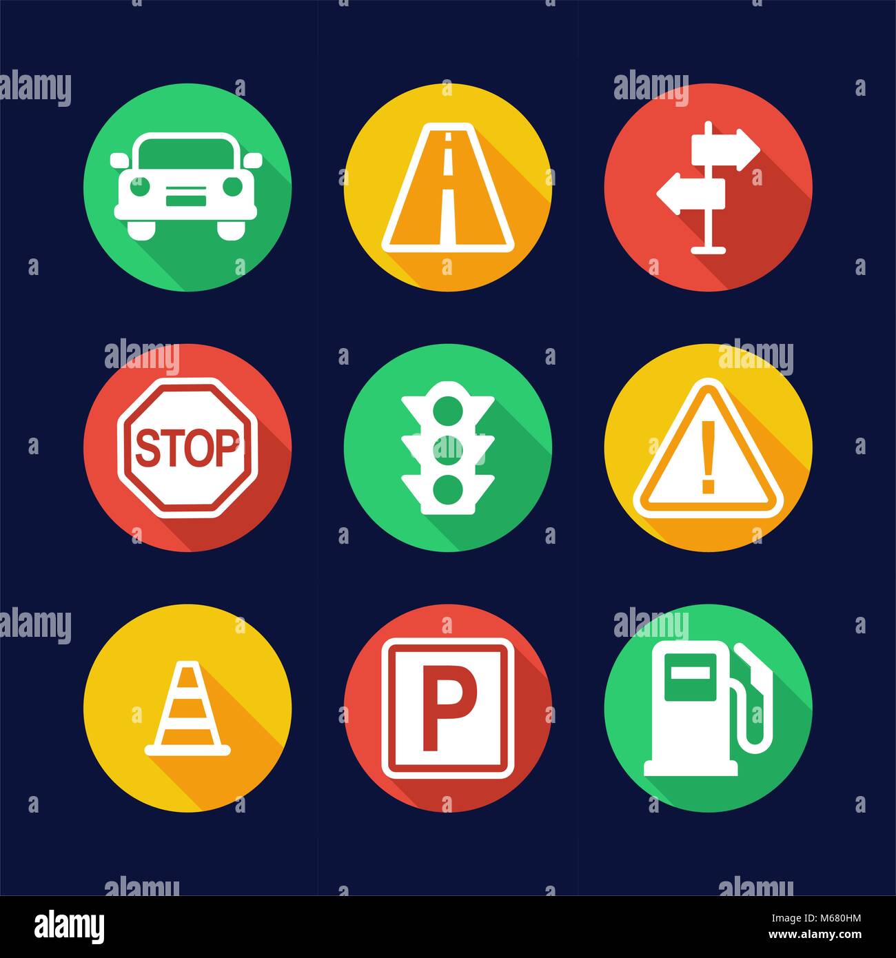 Traffic Icons Flat Design Circle Stock Vector Image & Art - Alamy