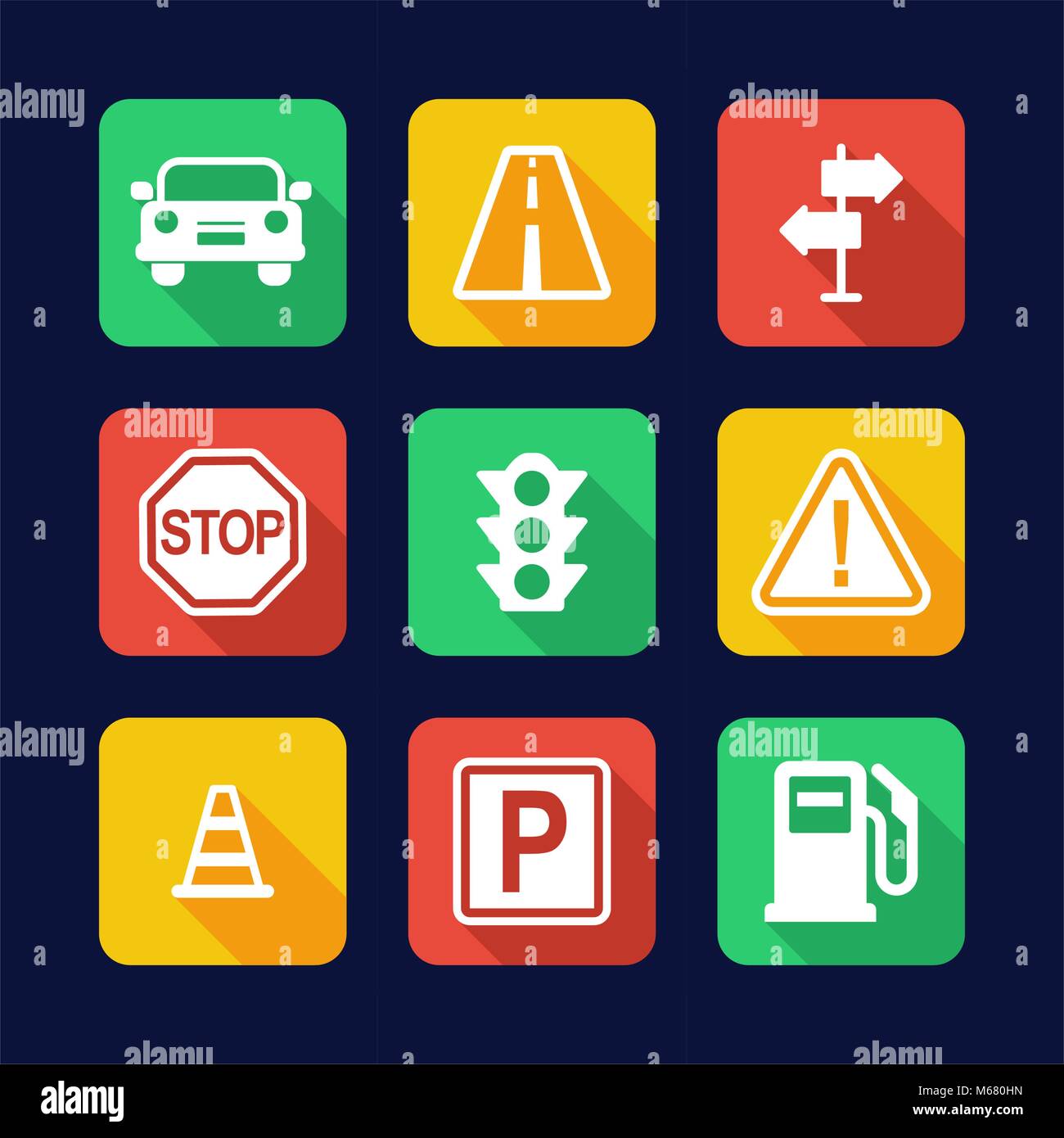 Traffic Icons Flat Design Stock Vector Image & Art - Alamy