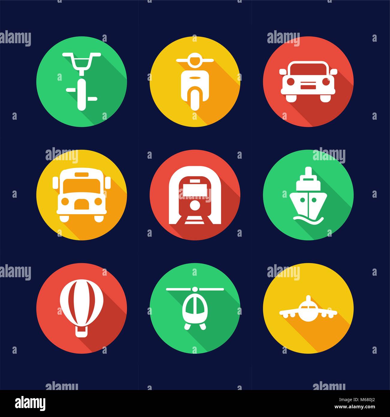 Transport Icons Flat Design Circle Stock Vector Image & Art - Alamy