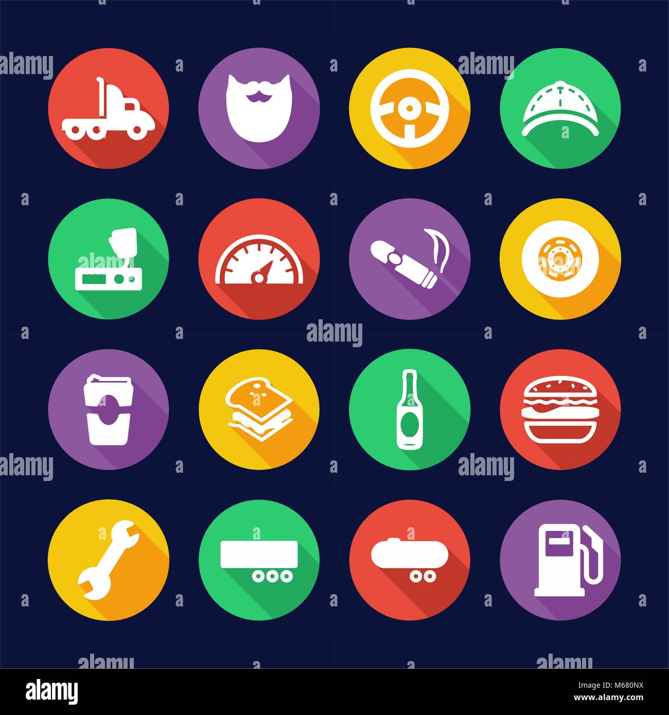 Truck Driver Icons Flat Design Circle Stock Vector Image & Art - Alamy