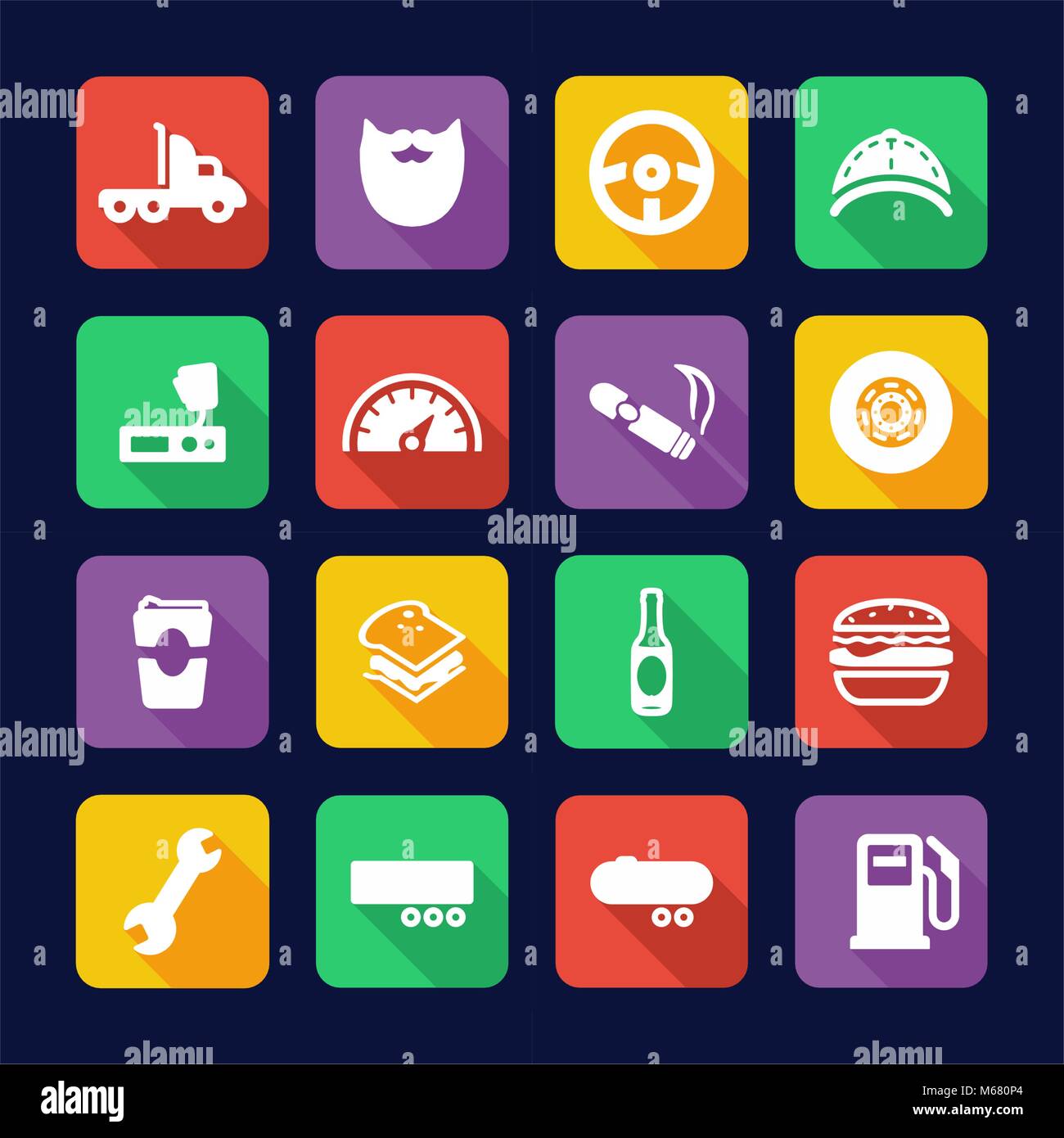 Truck Driver Icons Flat Design Stock Vector Image & Art - Alamy