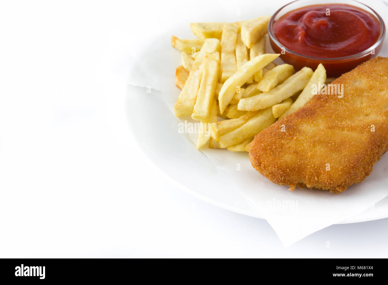 Traditional British fish and chips isolated on white background Stock ...