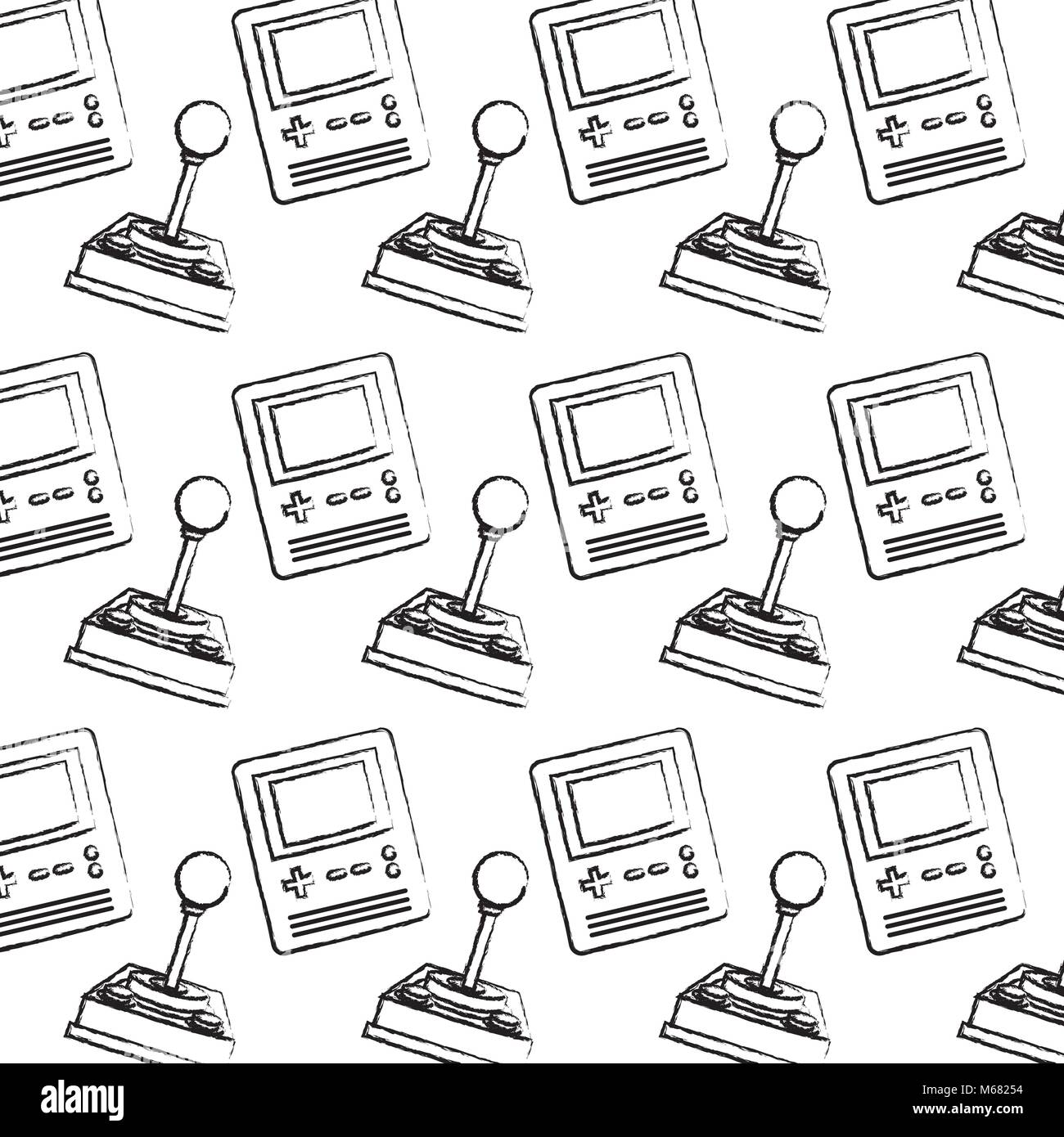 retro video game console portable and joystick pattern vector ...