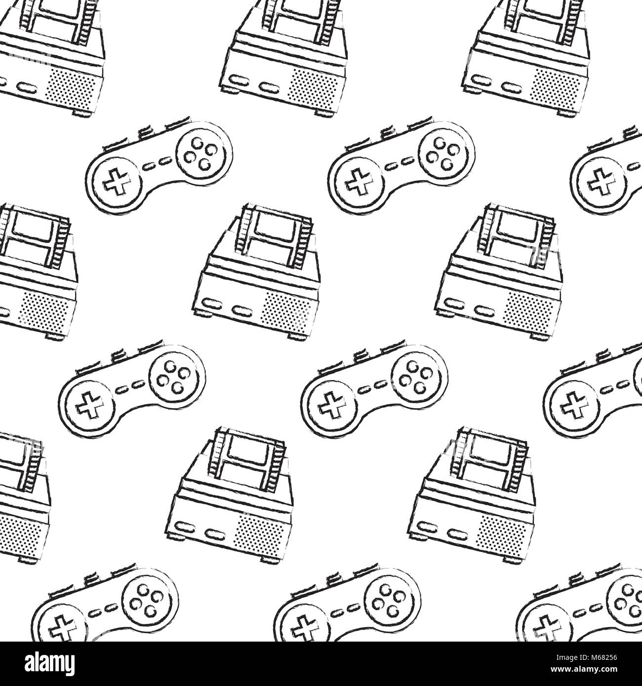 retro video game console and gamepad pattern vector illustration Stock ...