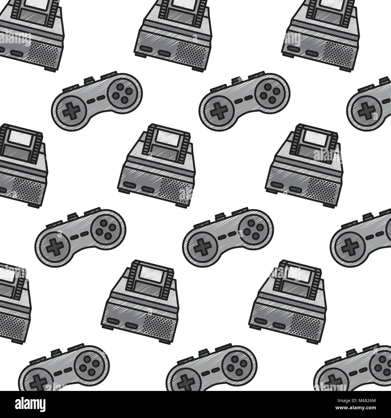 retro video game console and gamepad pattern vector illustration Stock ...