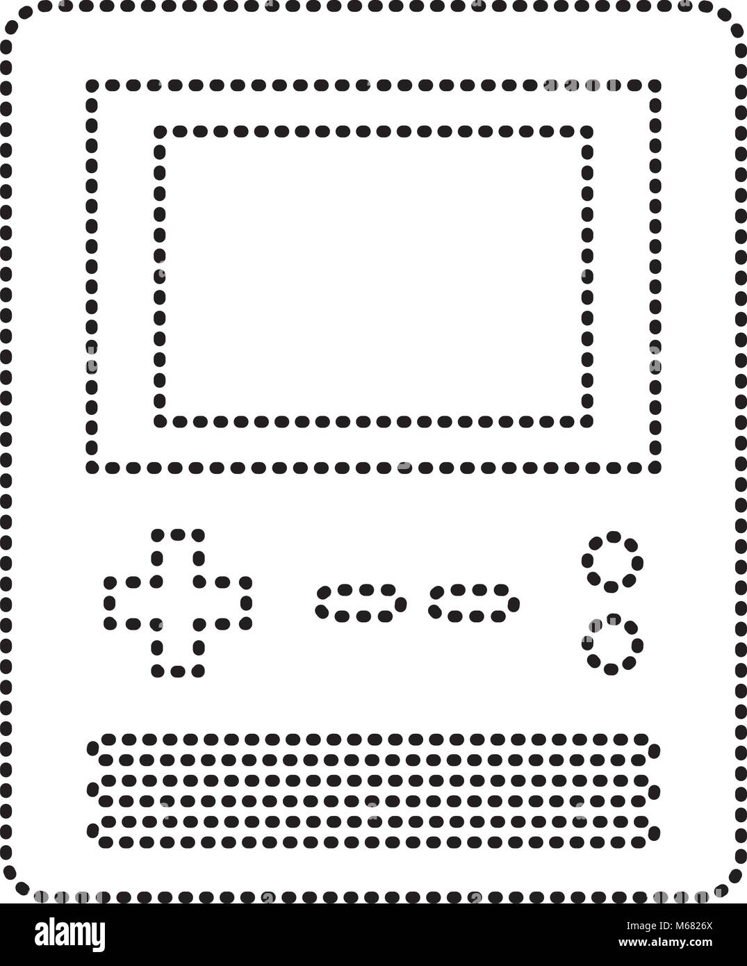 retro portable video game console gadget vector illustration dotted line design Stock Vector ...