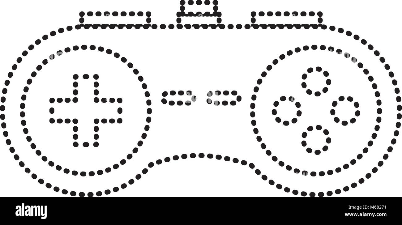 video console gamepad device buttons vector illustration dotted line ...