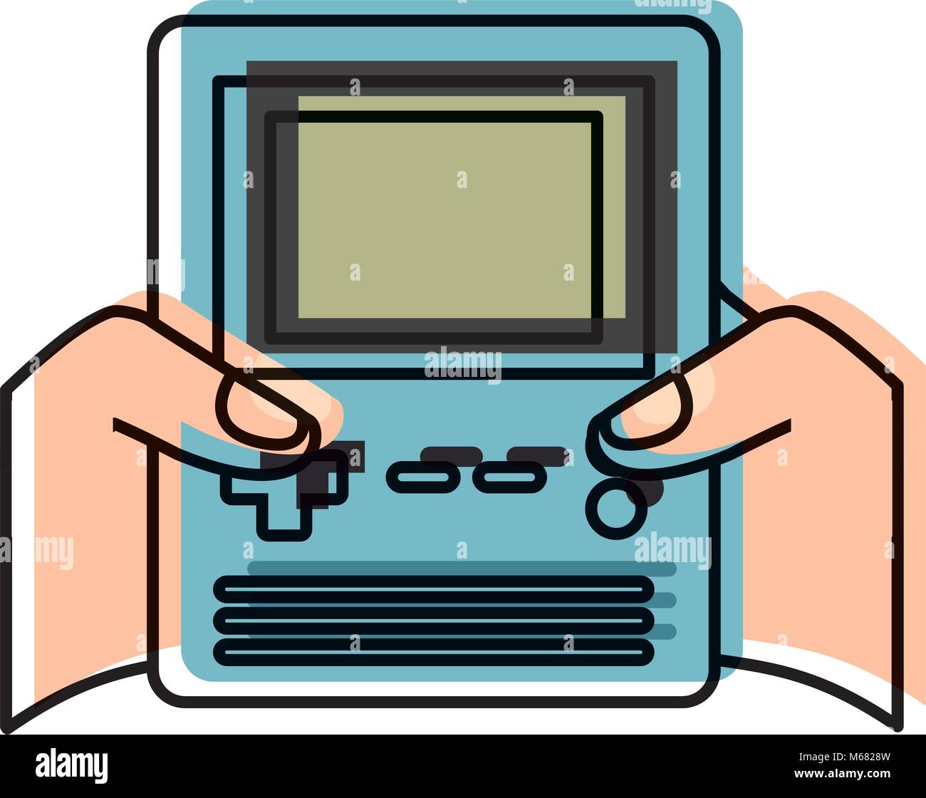 hands holding retro video game console vector illustration Stock Vector ...