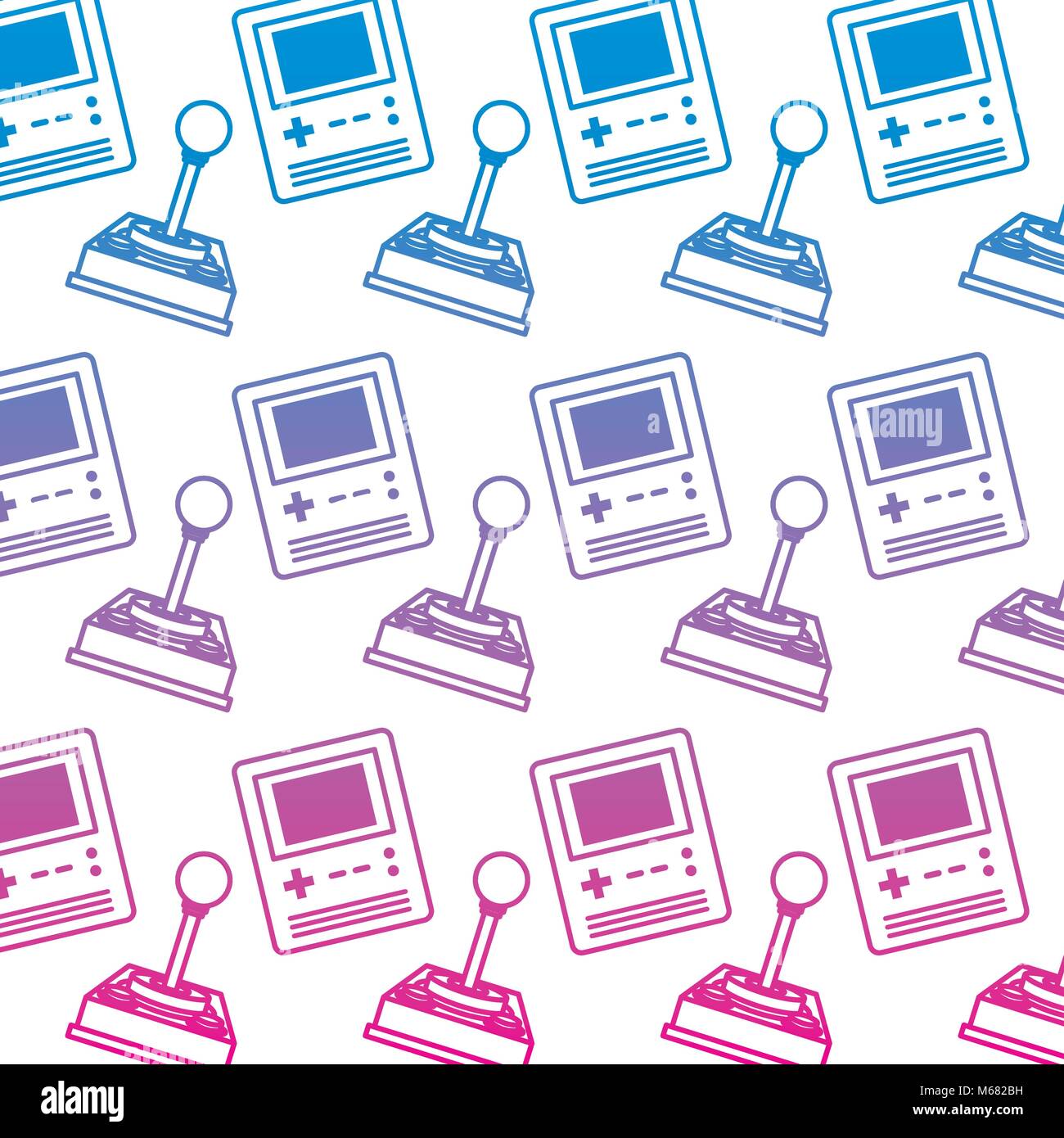 retro video game console portable and joystick pattern vector ...