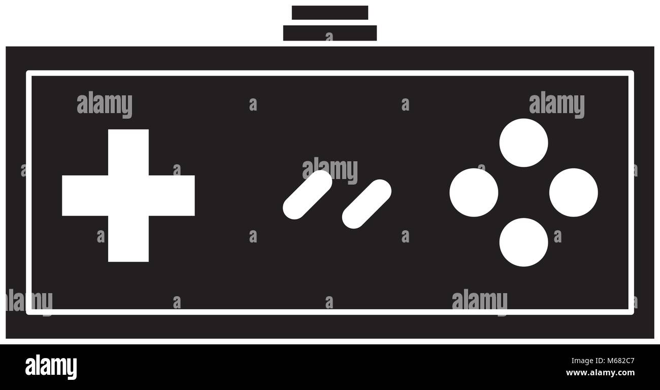 video game controller retro push button vector illustration black and ...