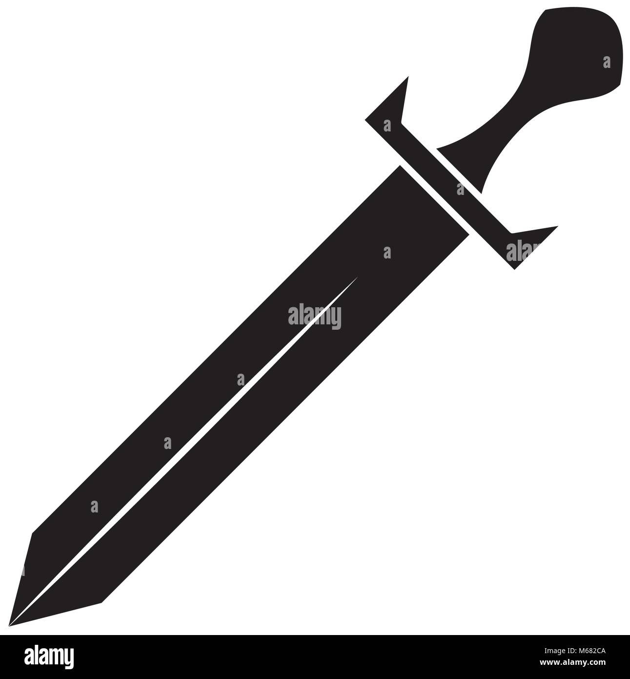sword weapon battle handle vintage vector illustration black and white ...