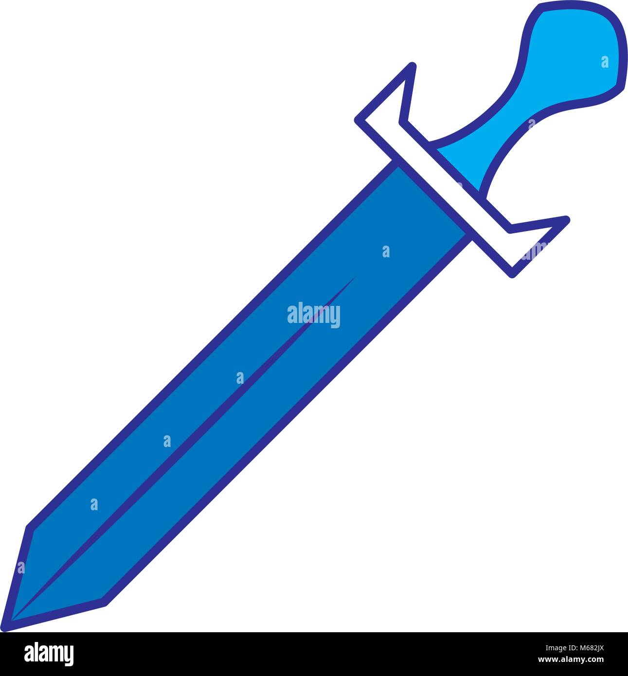 sword weapon battle handle vintage vector illustration blue design ...