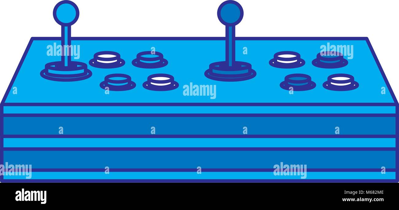video game control joystick retro technology vector illustration blue ...