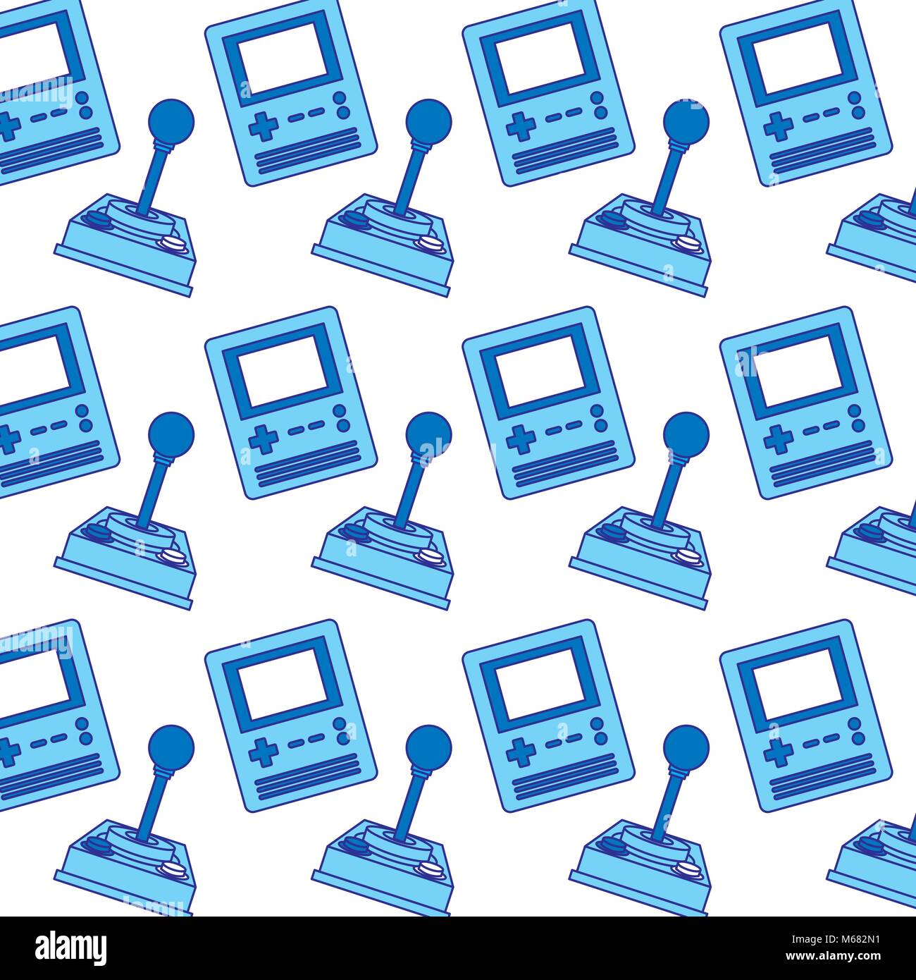 retro video game console portable and joystick pattern vector ...