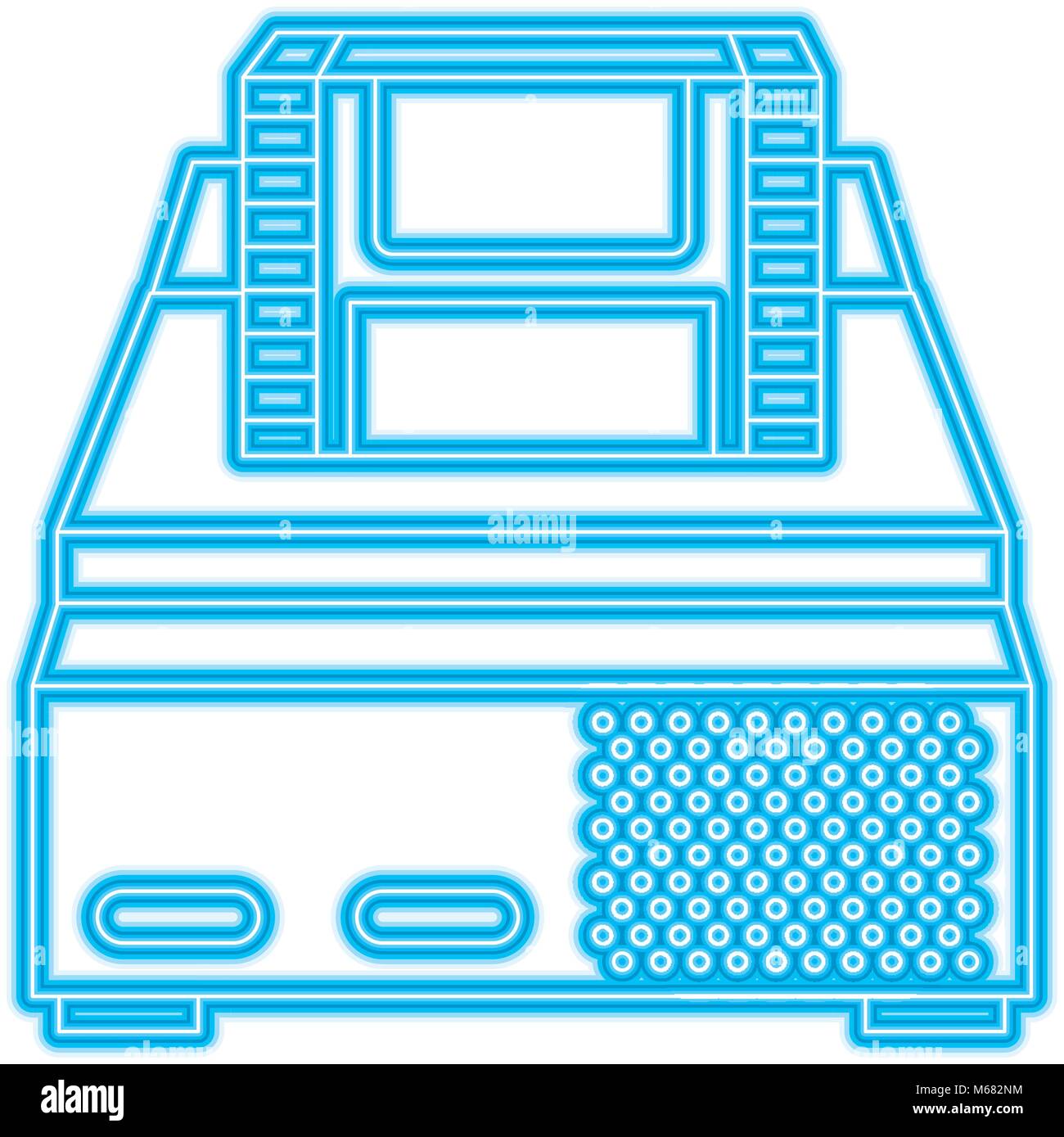 retro video console game and cassette vector illustration blue neon ...