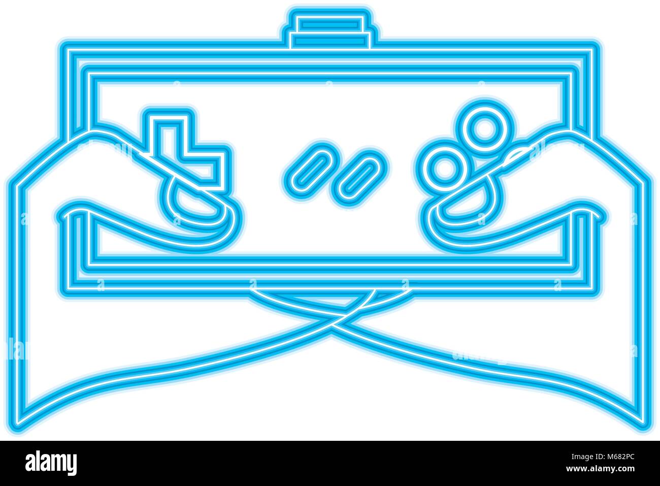 young man hands holding video game control push buttons vector ...