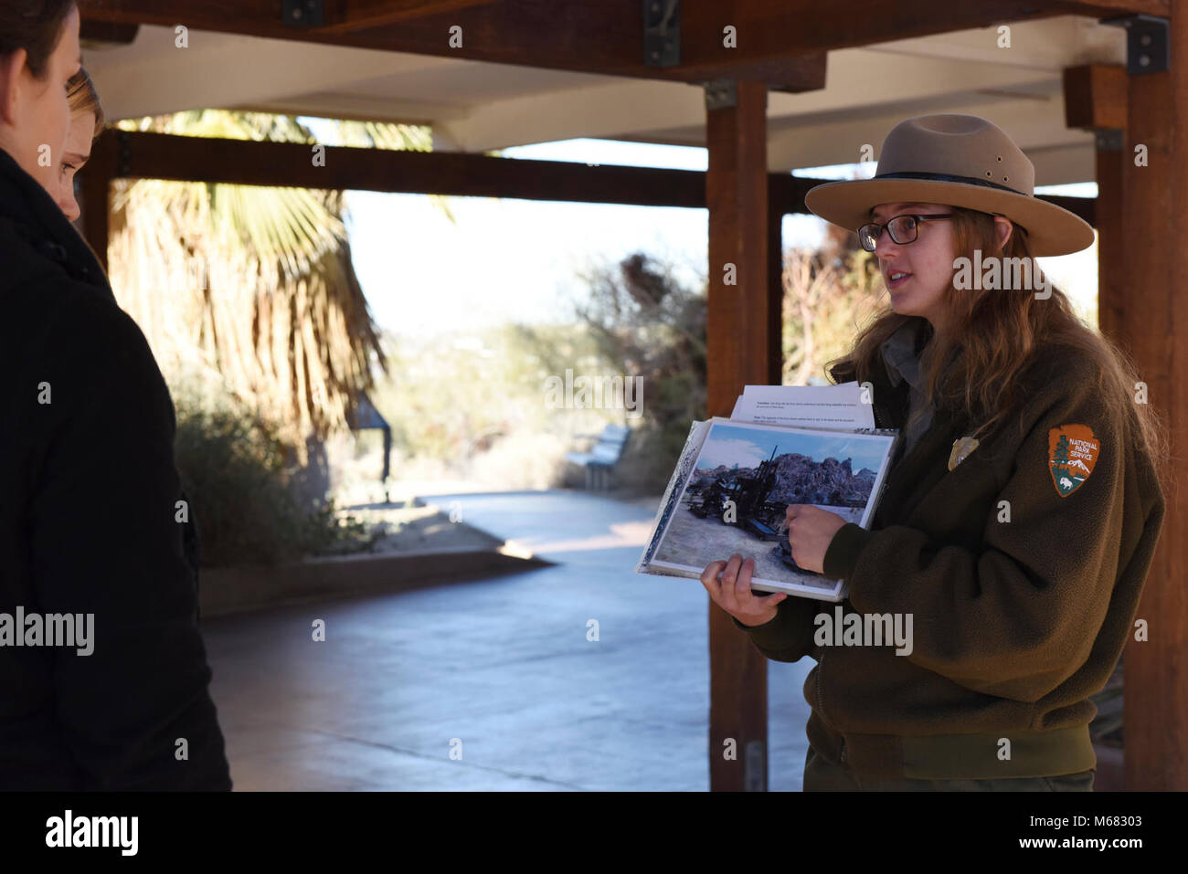 Patio talk with Park Ranger Stock Photo - Alamy