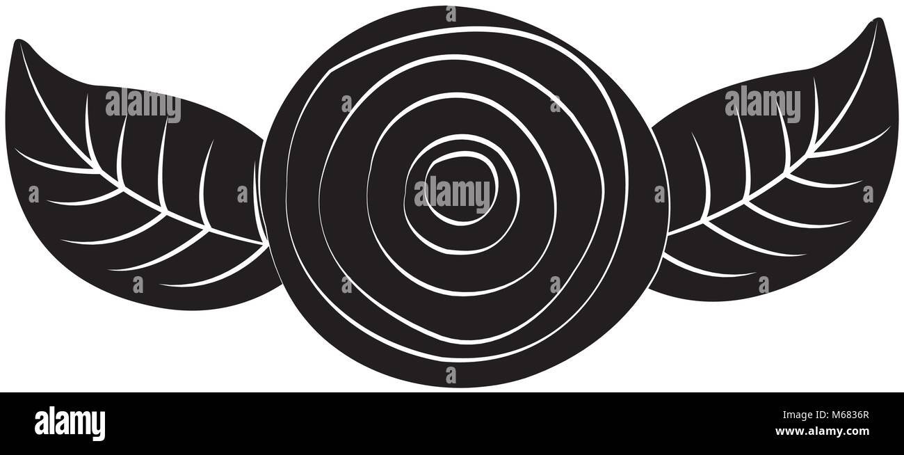 decorative pink rose with leaves top view vector illustration pictogram ...