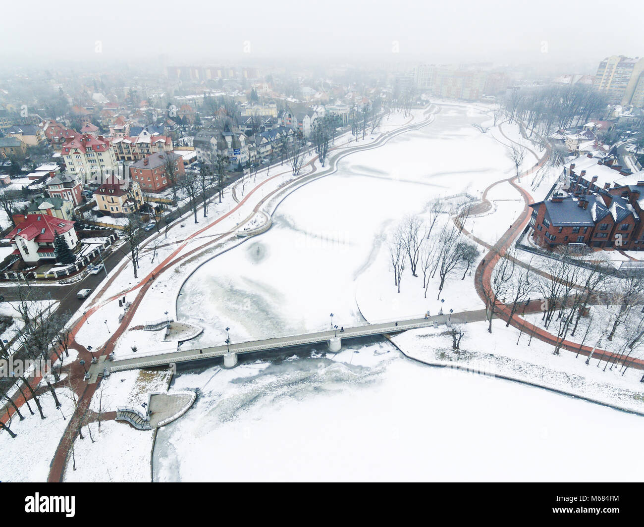 Aerial: The bridge over Upper Lake, Kaliningrad Stock Photo - Alamy