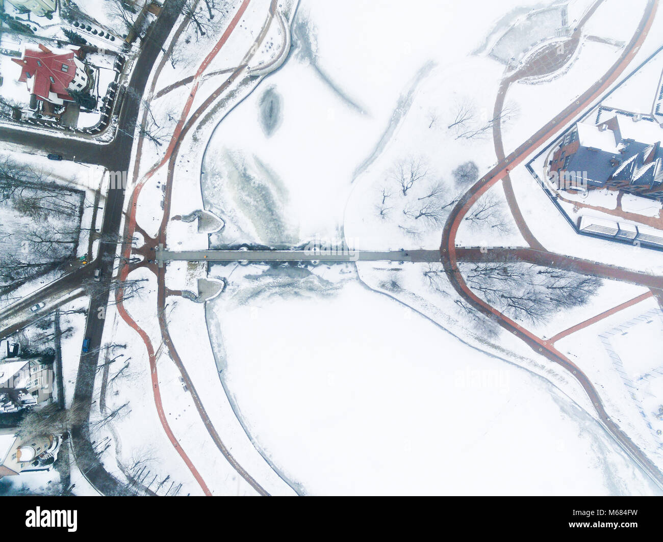 Aerial: The bridge over Upper Lake, Kaliningrad Stock Photo - Alamy