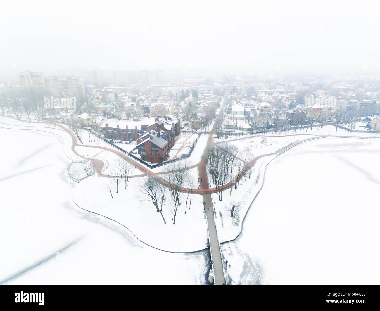 Aerial: The bridge over Upper Lake, Kaliningrad Stock Photo - Alamy