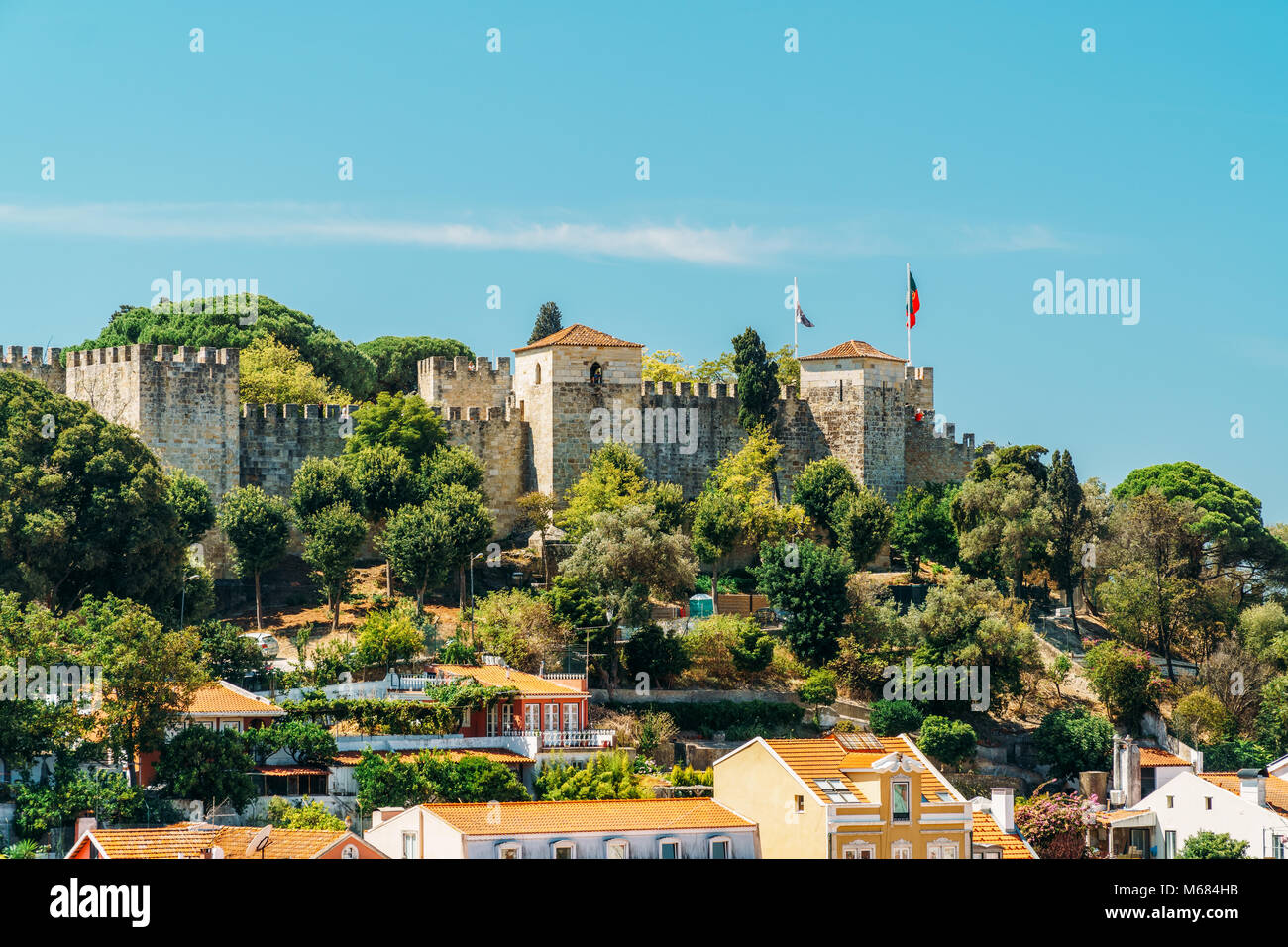Panoramic View Of Sao Jorge Castle In Portugal Stock Photo - Alamy