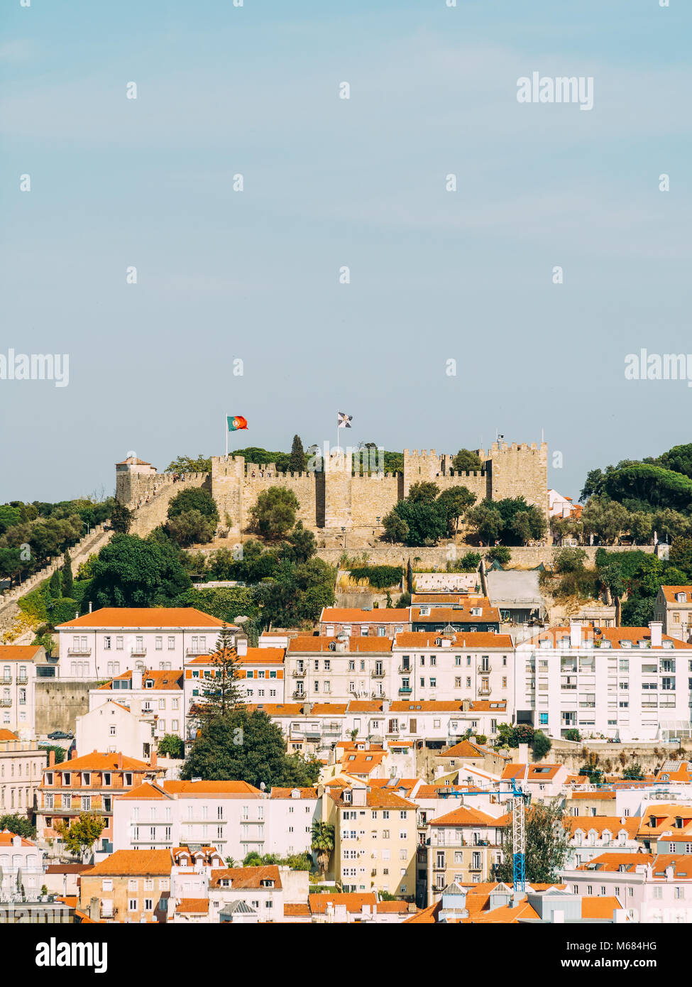 Panoramic View Of Sao Jorge Castle In Portugal Stock Photo - Alamy