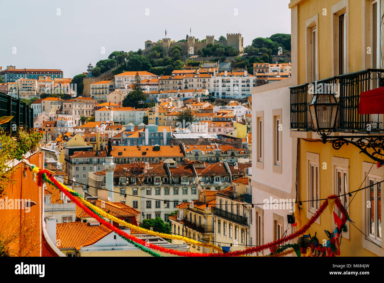 Panoramic View Of Sao Jorge Castle In Portugal Stock Photo - Alamy