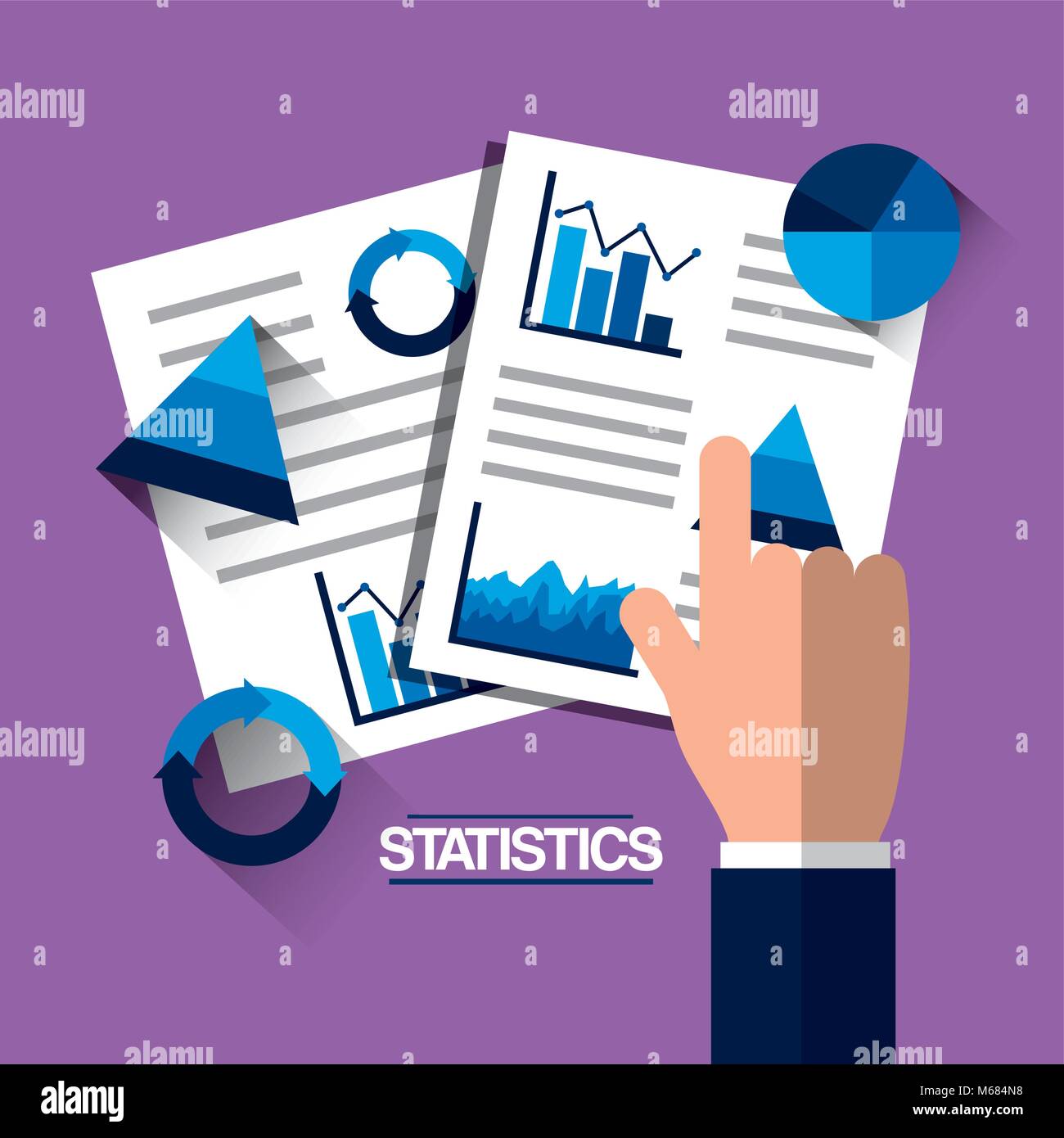 businessman hand with document files chart diagram statistics Stock ...