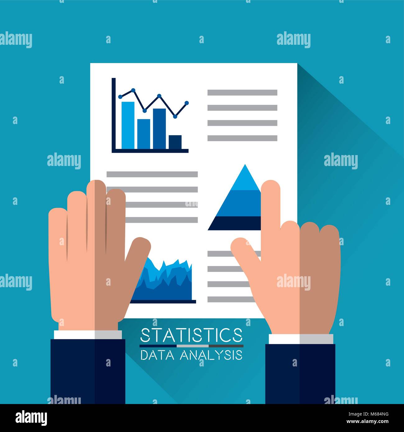 hands with paper document information statistics data Stock Vector ...