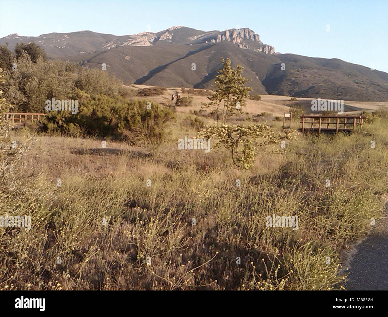 Trailside View of Boney Mountain. Boney Mountain is a dominant visual ...