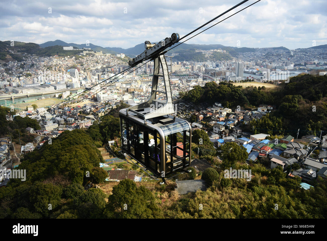 The ropeway to the top of Mount Inasa in Nagasaki Stock Photo - Alamy