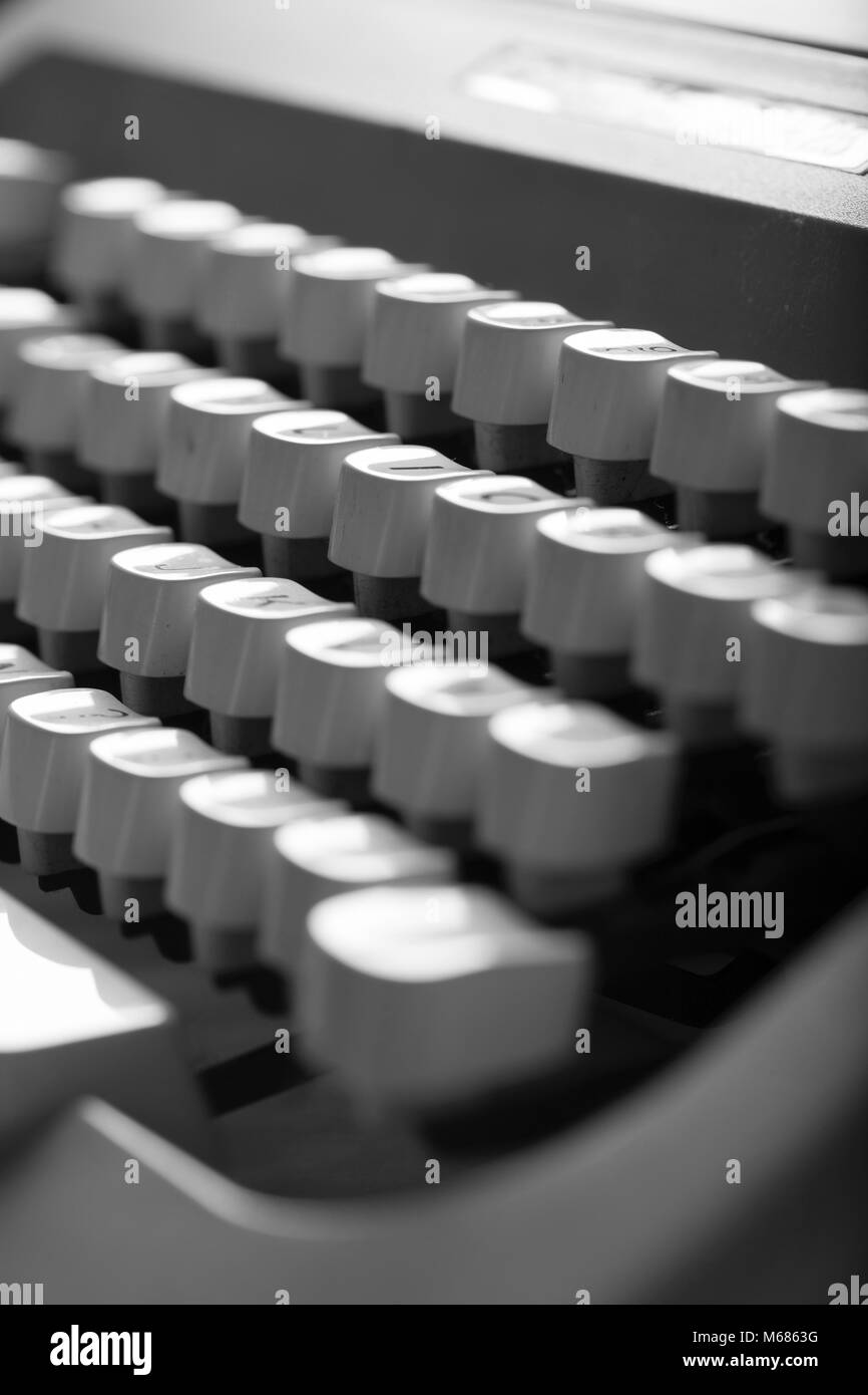 Mechanical keyboard of typewriter. Closeup Stock Photo - Alamy