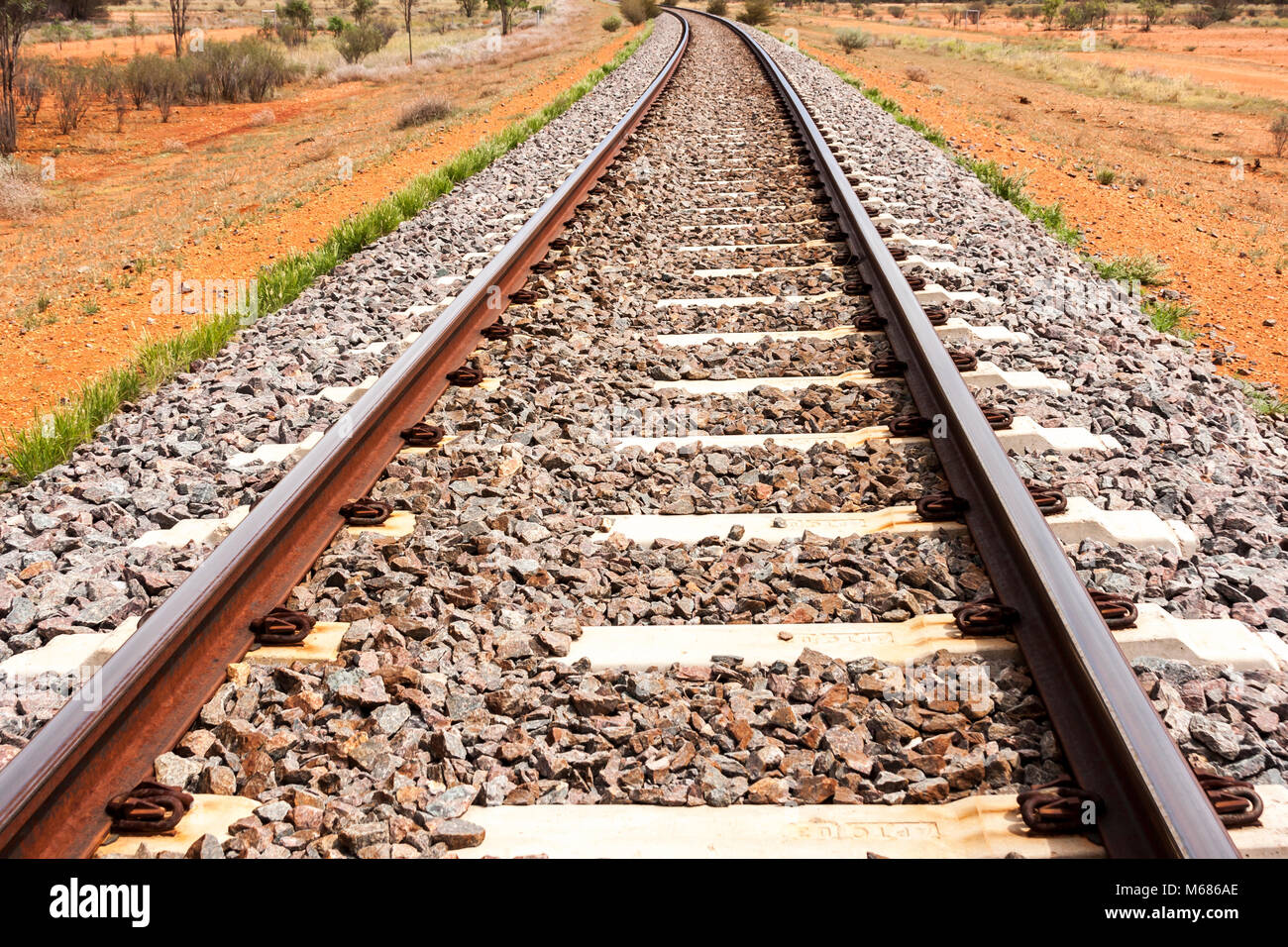 Empty railroad tracks passing through Australian outback Stock Photo ...
