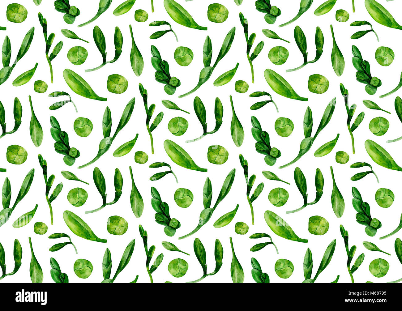 Watercolor green leaves pattern. Nature illustration Stock Photo - Alamy