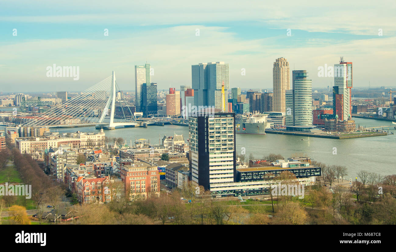 View of Rotterdam from the tower at the harbor Stock Photo - Alamy