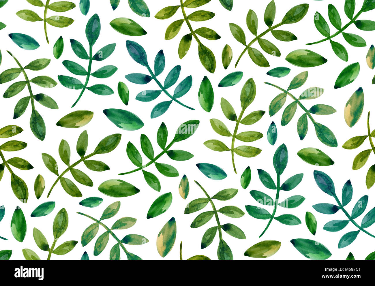 Watercolor green leaves hi-res stock photography and images - Alamy