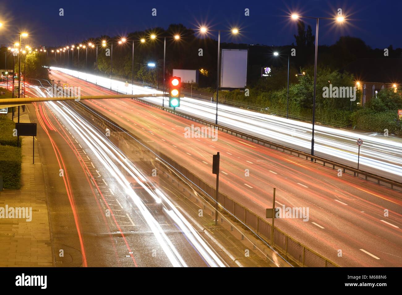 Motorway, Light trails, A40 London Stock Photo - Alamy