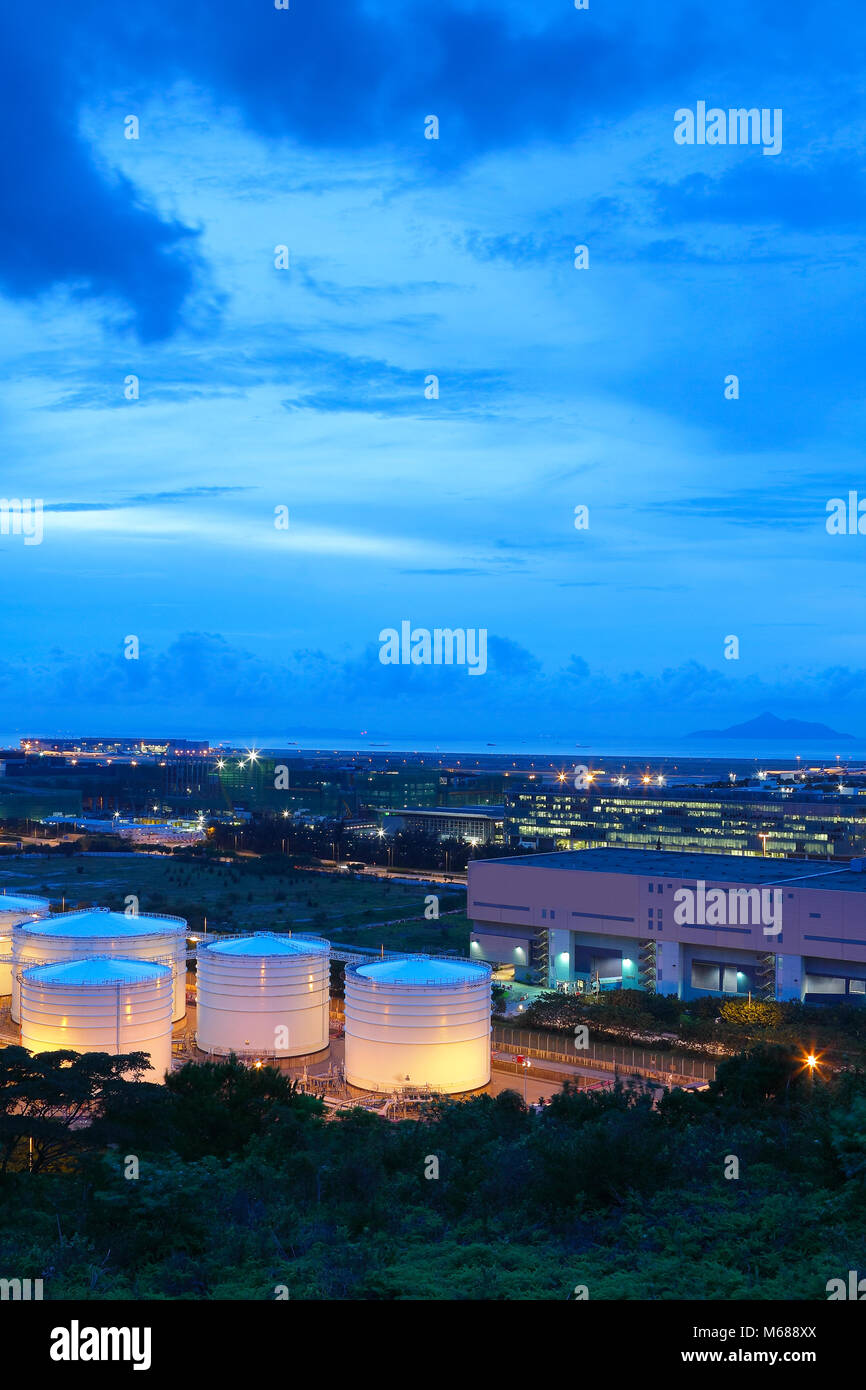 oil tank at night Stock Photo - Alamy
