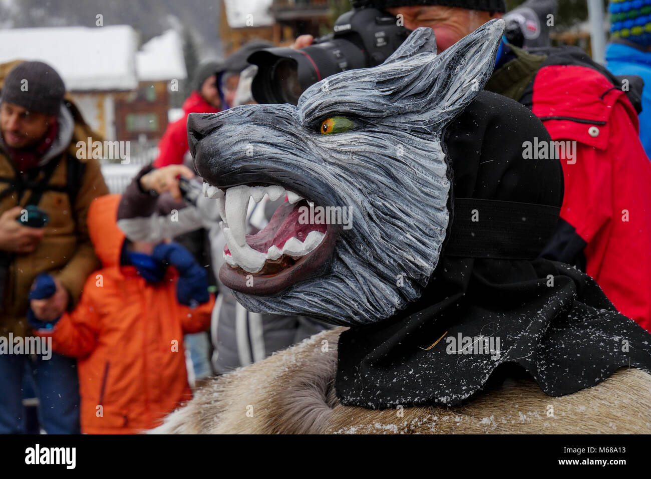 Traditional carnival in Evolene, Val d'Herens, Valais, Swiss Stock ...